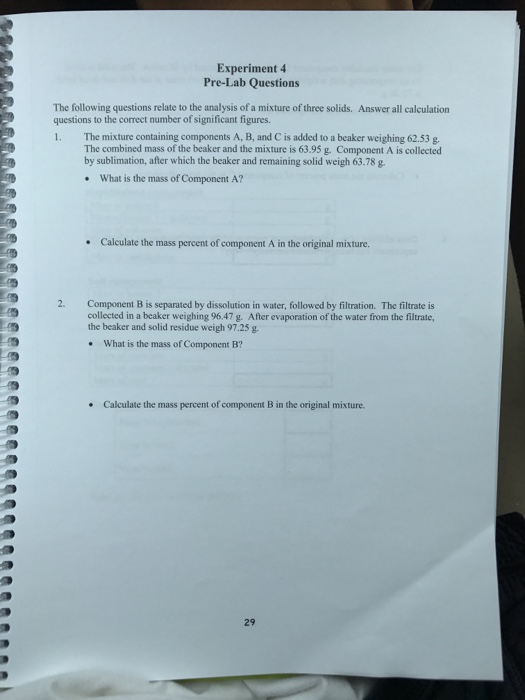 Solved Experiment 4 Pre-Lab Questions The following | Chegg.com