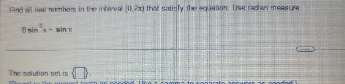 Solved find the real numbers in the intervals (0,2π) that | Chegg.com