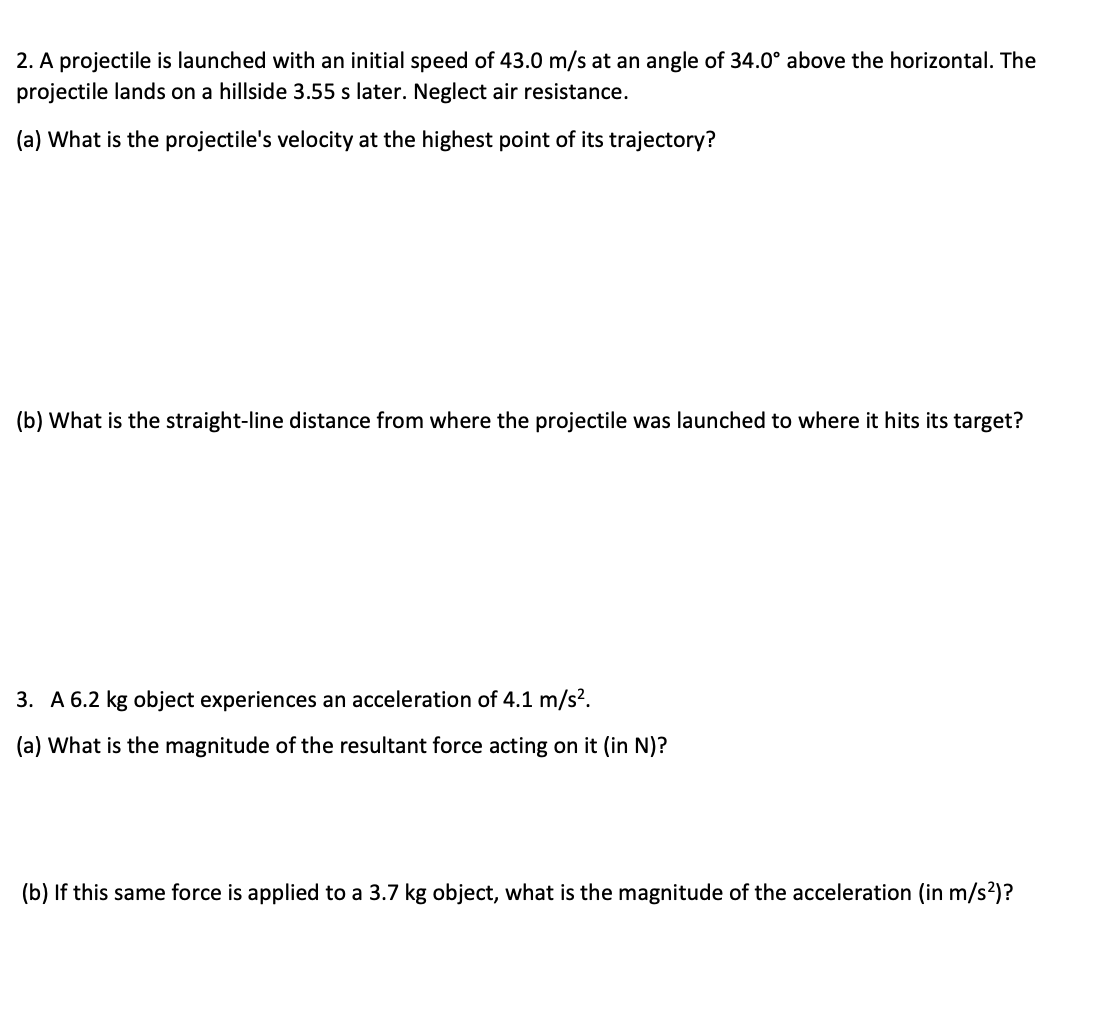 Solved A projectile is launched with an initial speed of | Chegg.com