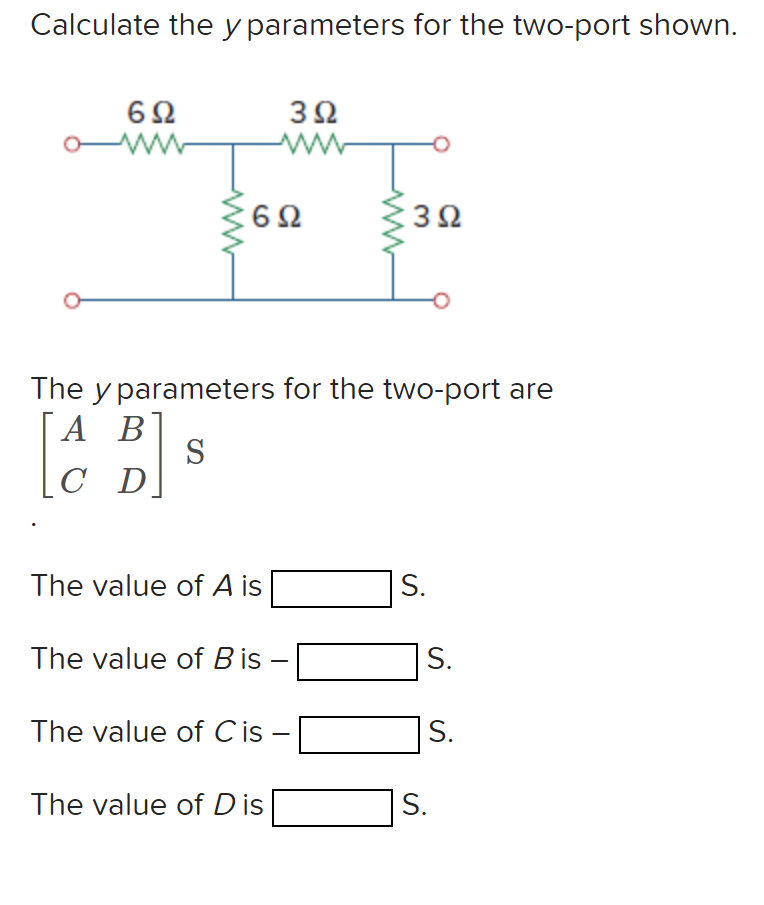 Solved Calculate the y parameters for the two-port shown. | Chegg.com