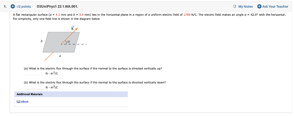 Solved 1. -/2 points OSUniPhys1 23.1.WA.001. My Notes Ask | Chegg.com