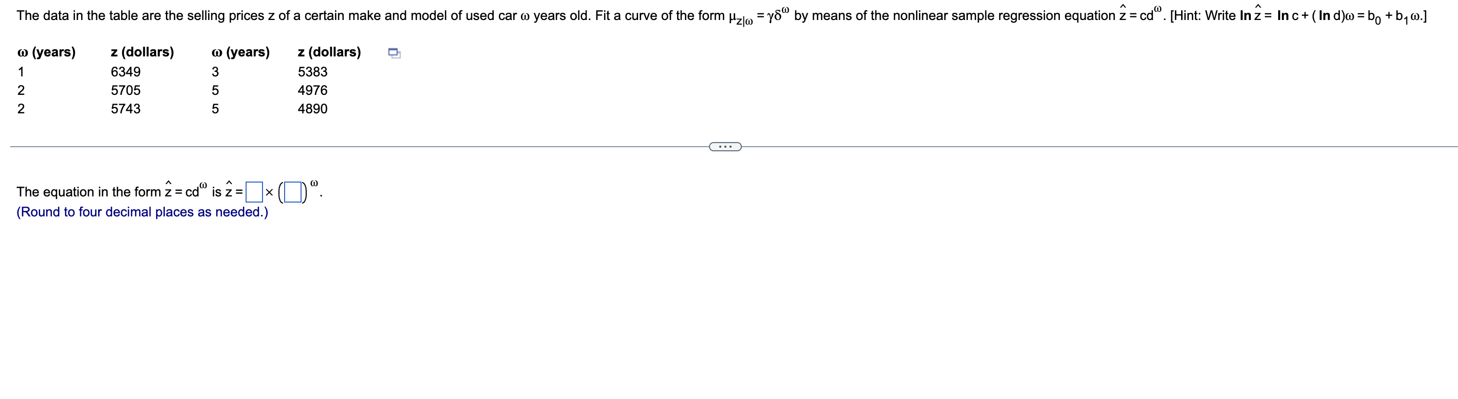 Solved The data in the table are the selling prices z of a | Chegg.com