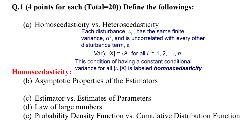 Solved Q.1 (4 points for each ( Total=20)) Define the | Chegg.com