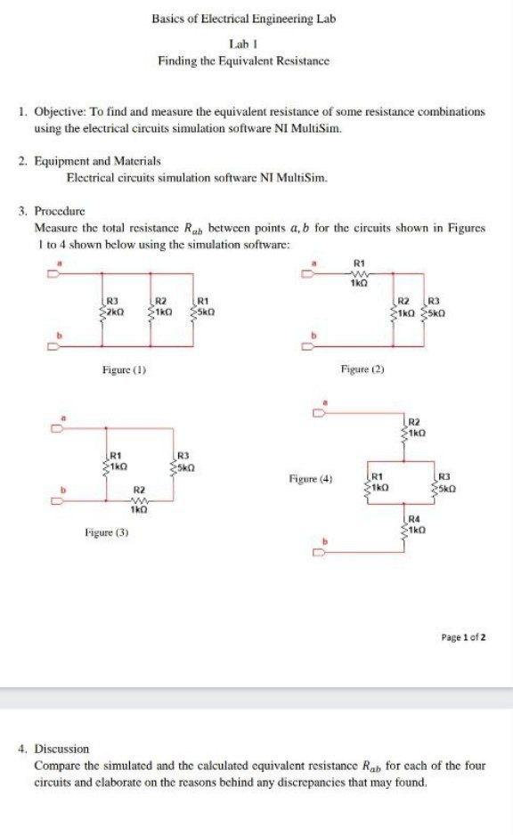 Solved Basics of Electrical Engineering Lab Lab Finding the | Chegg.com