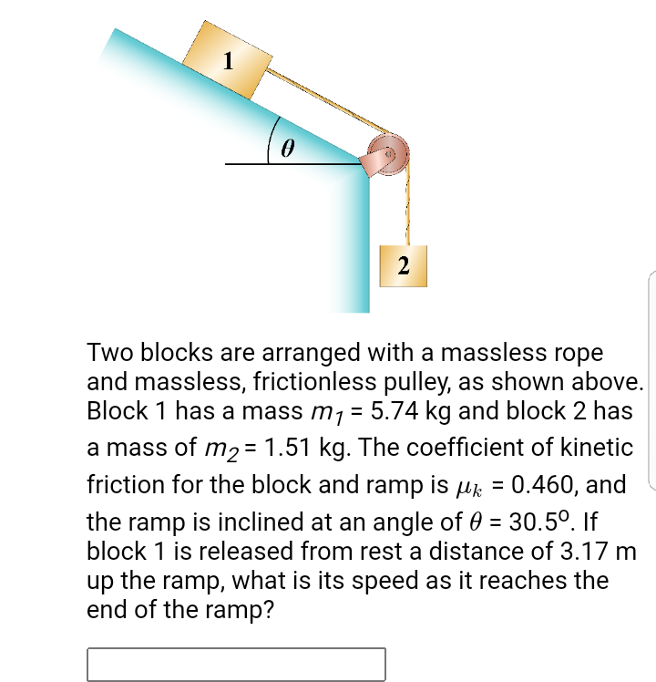 Solved 1 0 2 Two blocks are arranged with a massless rope | Chegg.com