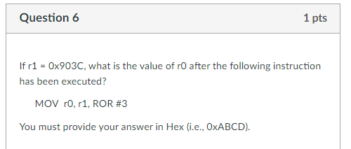 Solved If r1=0×903C, what is the value of r0 after the | Chegg.com