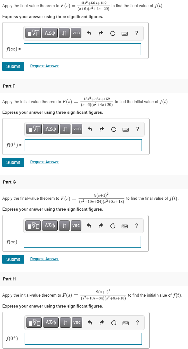 Solved Apply the final-value theorem to F(S) = (8+6) | Chegg.com