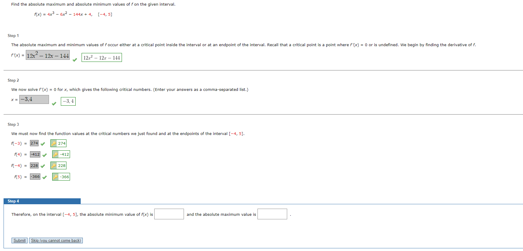 Solved Find The Absolute Maximum And Absolute Minimum Values 