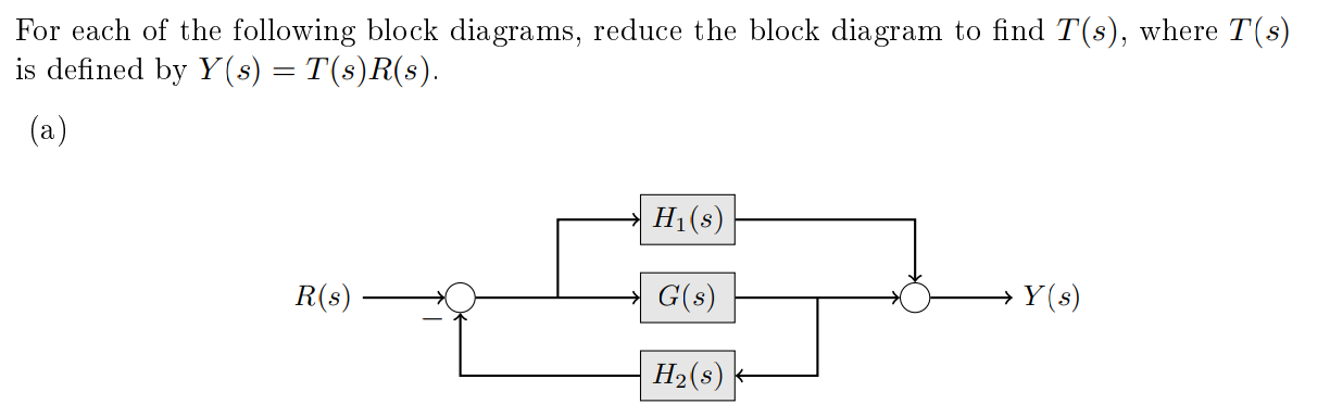 Solved For each of the following block diagrams, reduce the | Chegg.com