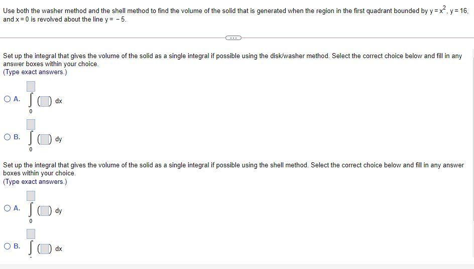 Solved Use both the washer method and the shell method to | Chegg.com