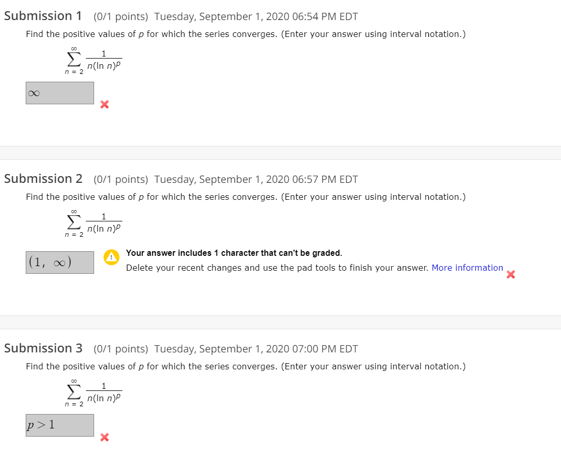 Solved Submission 1 (0/1 points) Tuesday, September 1, 2020 | Chegg.com