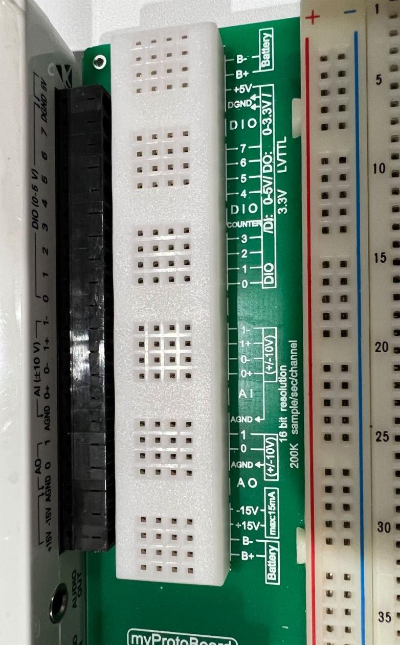 How do I wire a myDAQ to gain 10V power supply using | Chegg.com