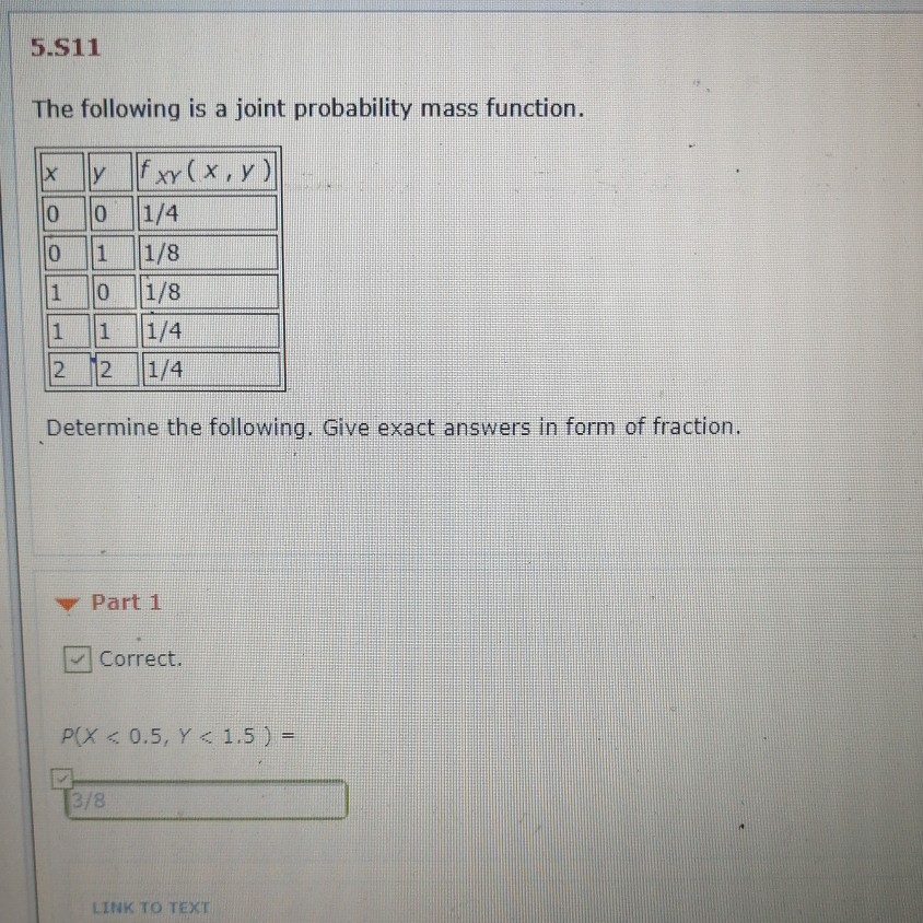 Solved 5.511 The following is a joint probability mass | Chegg.com
