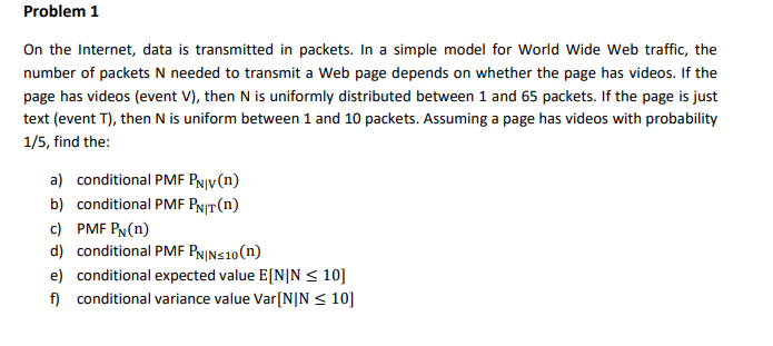 Solved Problem 1 On the Internet, data is transmitted in | Chegg.com