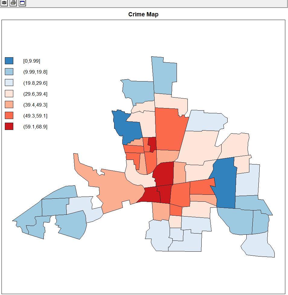 Compare the map of CRIME variable with the residual | Chegg.com