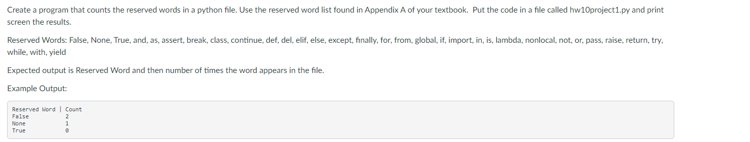 Solved Create a program that counts the reserved words in a | Chegg.com
