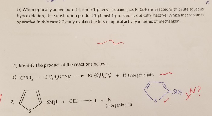 Solved b) when optically active pure 1-bromo-1-phenyl | Chegg.com
