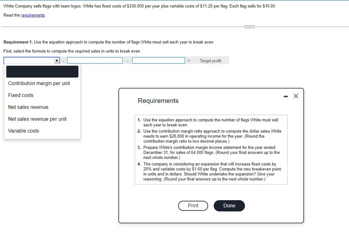Solved White Company sells flags with team logos. White has | Chegg.com