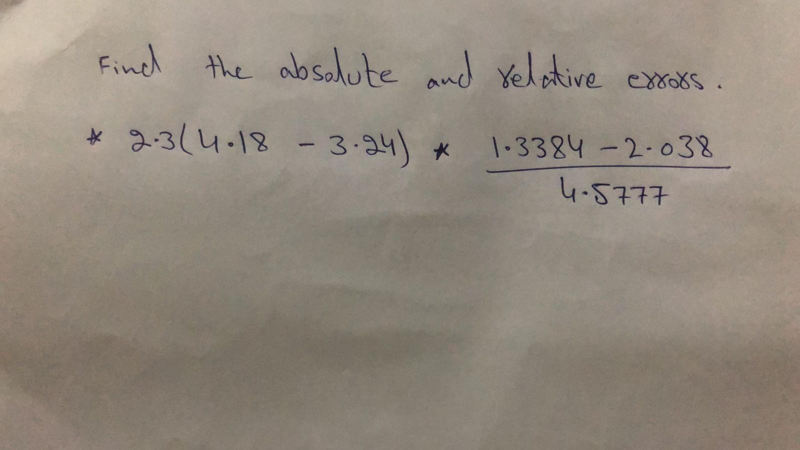Solved Find the absolute and relative errors. * 2.314.18 - | Chegg.com