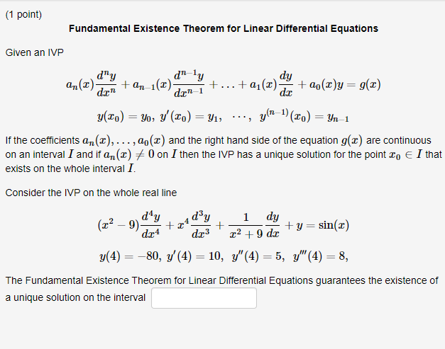 Solved Fundamental Existence Theorem for Linear Differential | Chegg.com