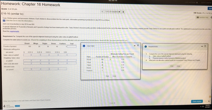 Homework Chapter 16 Homework Score 0 Ol 20 Pts