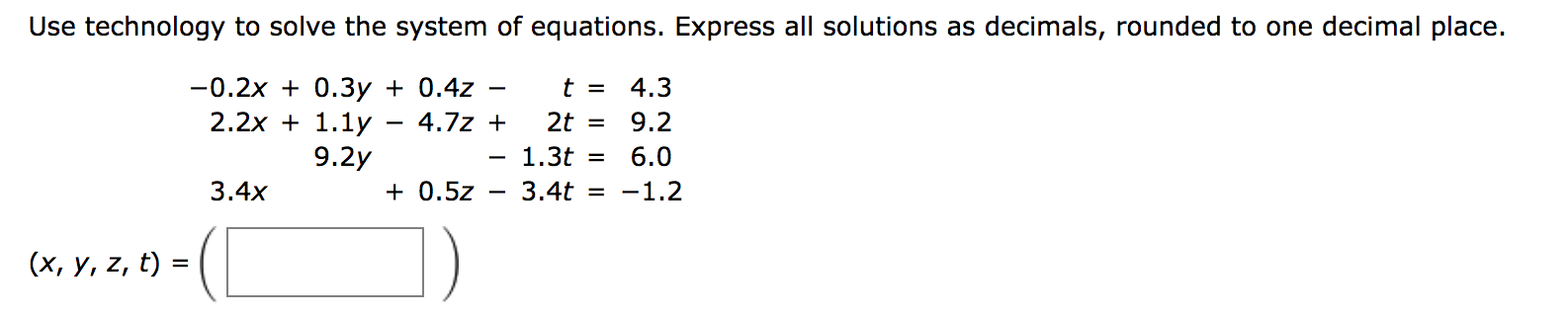 Solved Use Technology To Solve The System Of Equations