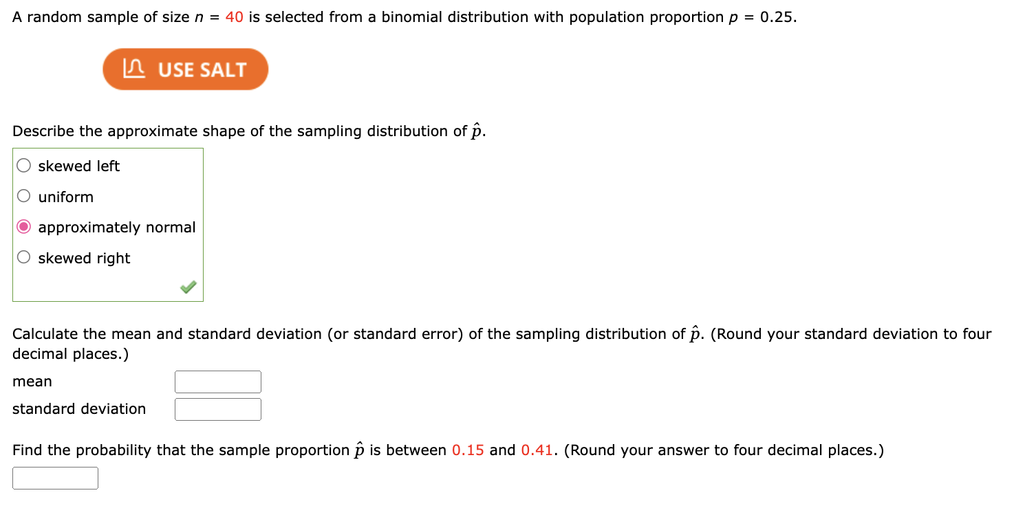 Solved A random sample of size n=40 is selected from a | Chegg.com
