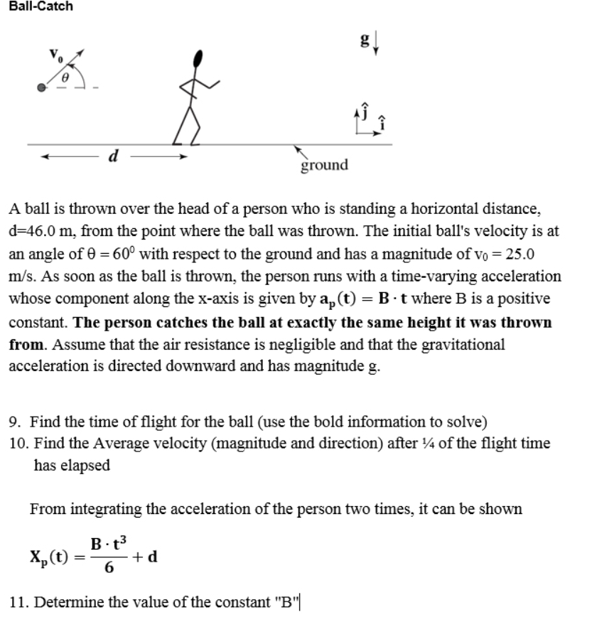 Solved Ball-Catch g d ground A ball is thrown over the head | Chegg.com