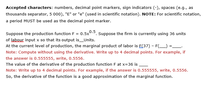 Solved Accepted characters: numbers, decimal point markers, | Chegg.com