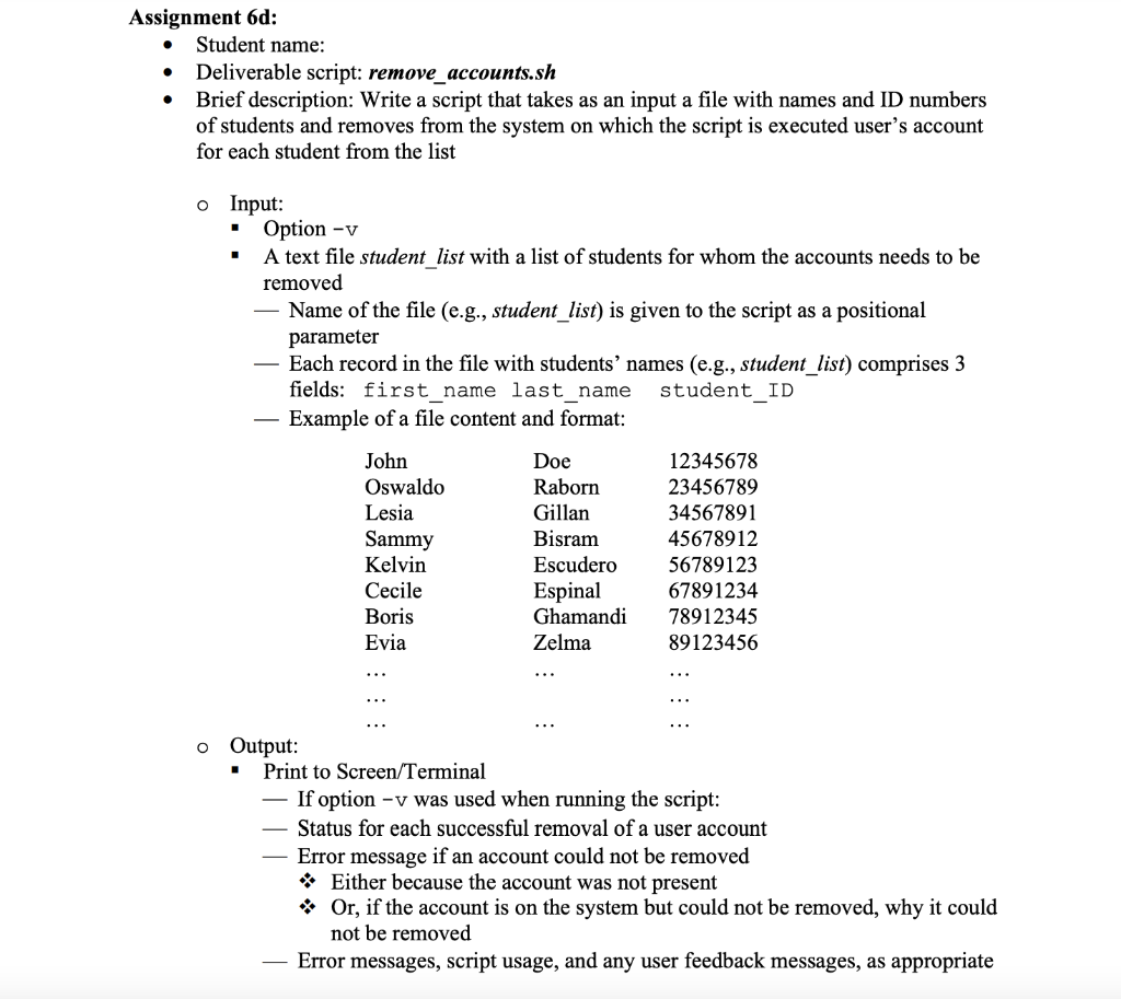 Solved Student name: • Deliverable script: | Chegg.com