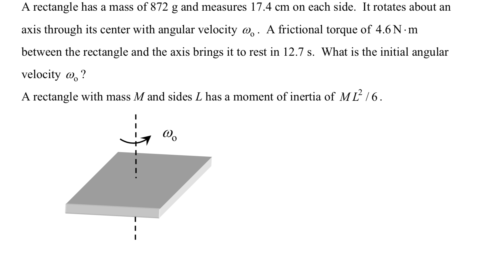 Solved A rectangle has a mass of 872 g and measures 17.4 cm | Chegg.com