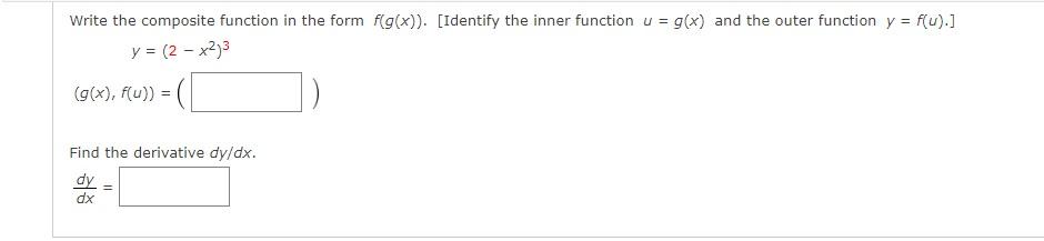 Solved Write the composite function in the form f(g(x)). | Chegg.com