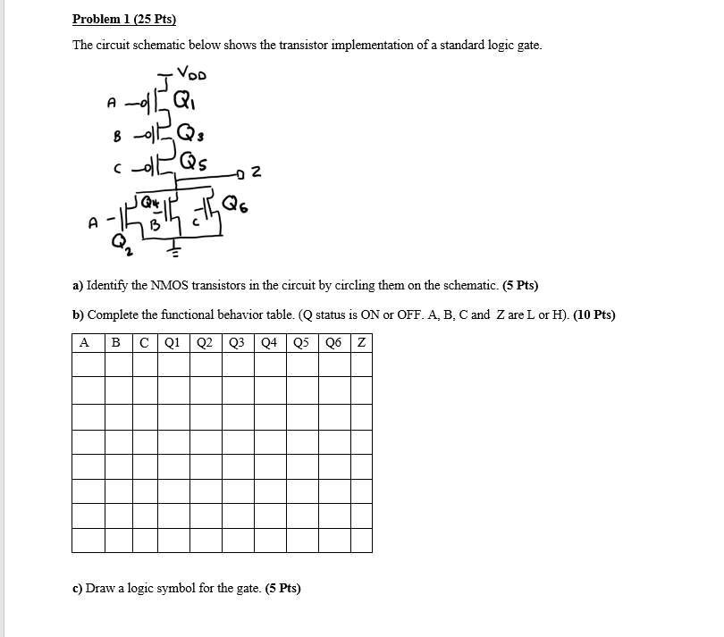Solved Problem 1 (25 Pts) The circuit schematic below shows | Chegg.com
