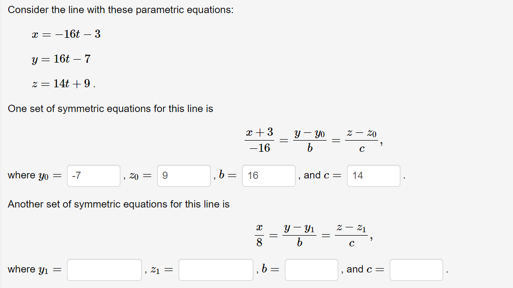 Solved Consider the line with these parametric equations: x | Chegg.com