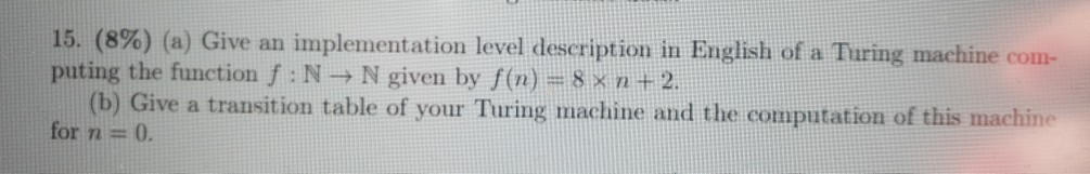 Solved 15, 8%) (a) Give an implementation level description | Chegg.com