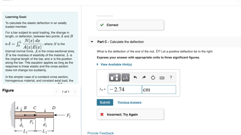 Solved The circular rod shown (Figure 1) has dimensions dı = | Chegg.com