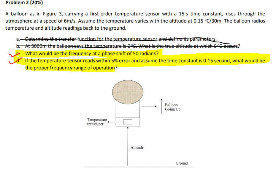 Solved Problem 2 (20%) A balloon as in Figure 3, carrying a | Chegg.com