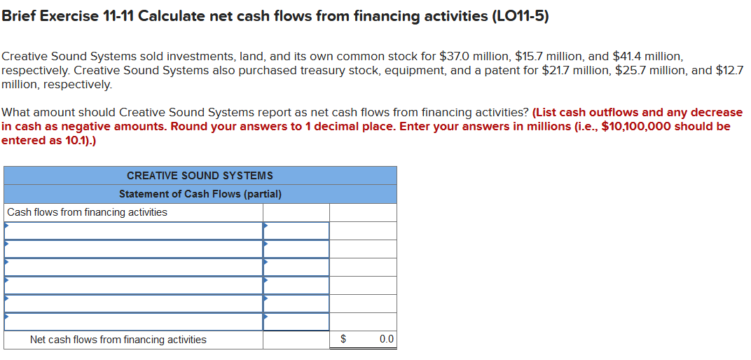 Solved Brief Exercise 11-11 Calculate net cash flows from | Chegg.com