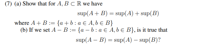 Solved (7) (a) Show that for A,B⊂R we have | Chegg.com