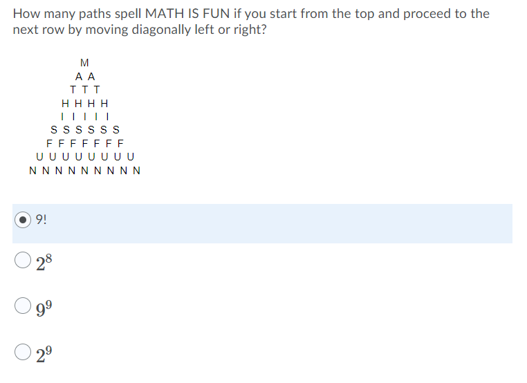 Solved How many paths spell MATH IS FUN if you start from | Chegg.com