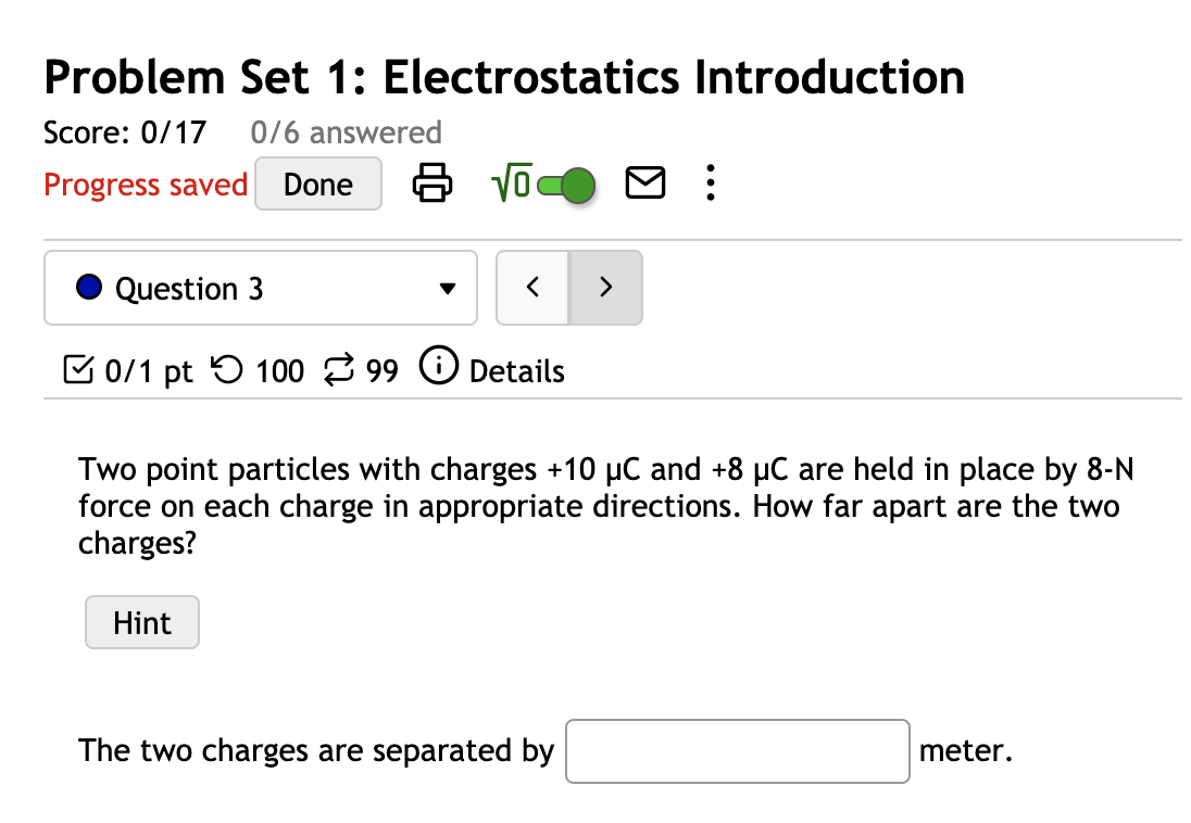 Solved Problem Set 1: Electrostatics Introduction Score: | Chegg.com