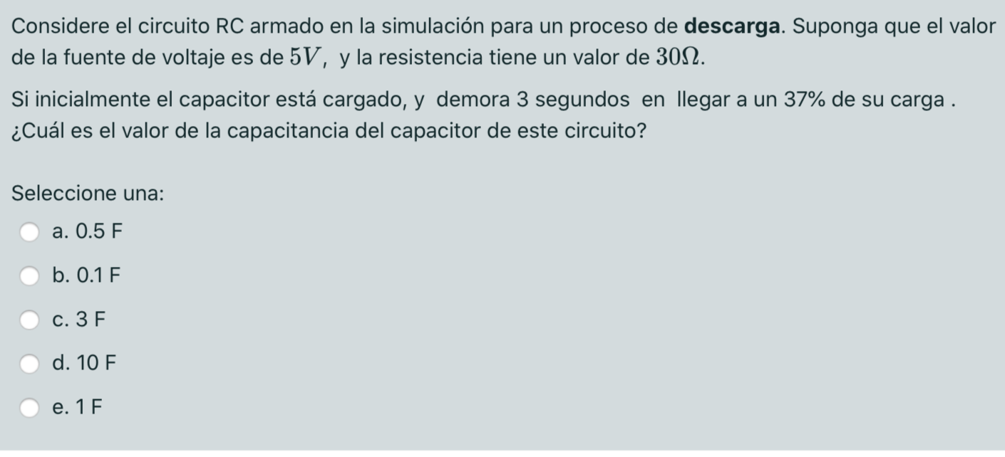 Solved Considere el circuito RC armado en la simulación para | Chegg.com