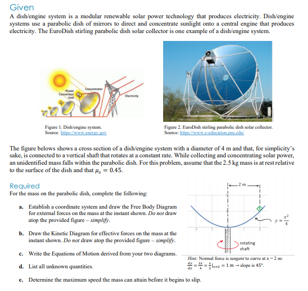 Solved Given A dish/engine system is a modular renewable | Chegg.com