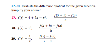 Solved 27-30 Evaluate the difference quotient for the given | Chegg.com
