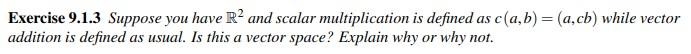 Solved Exercise 9.1.3 Suppose you have R2 and scalar | Chegg.com