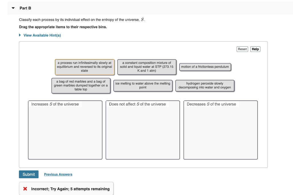 Solved Part B Classify each process by its individual effect | Chegg.com