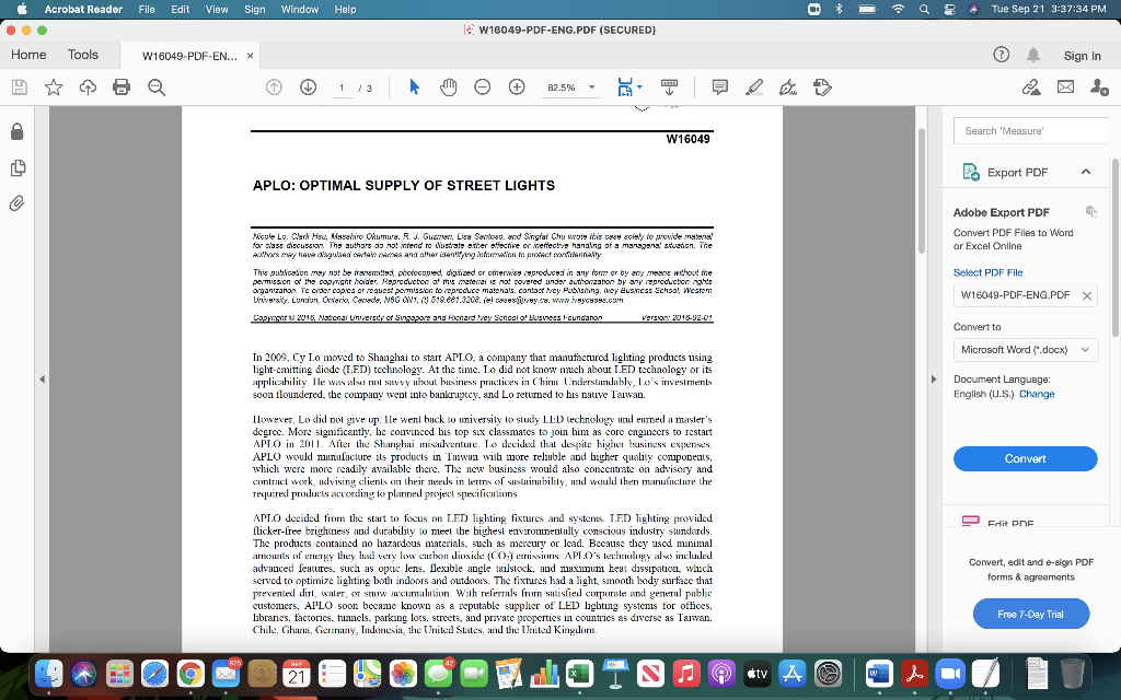 Acrobat Reader File Edit View Sign Window Help Tue | Chegg.com