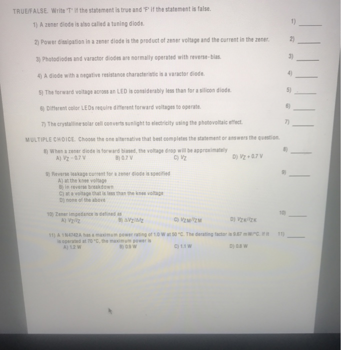 Solved TRUE/FALSE. Write T if the statement is true and 'F' | Chegg.com