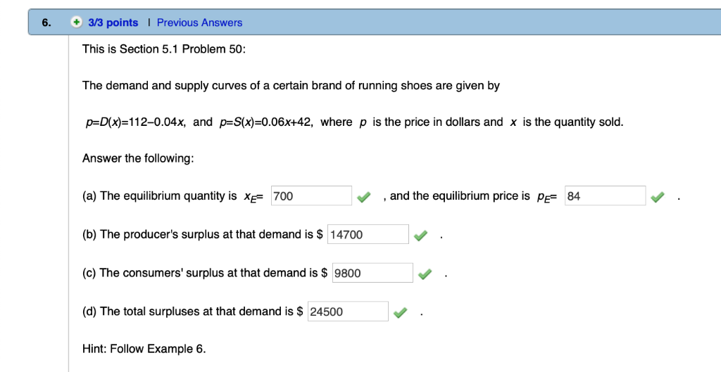 6. 3/3 points I Previous Answers This is Section 5.1 | Chegg.com