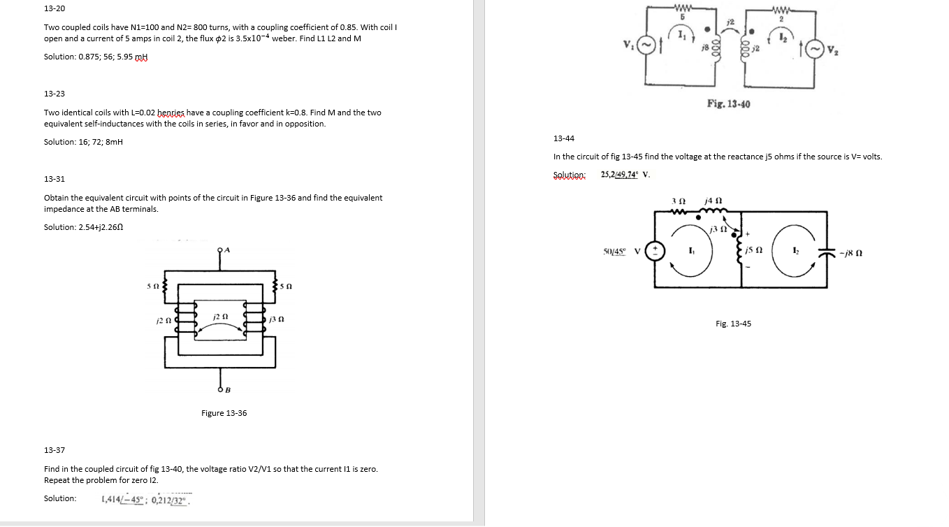 Solved 13-20 Two coupled coils have N1=100 and N2= 800 | Chegg.com